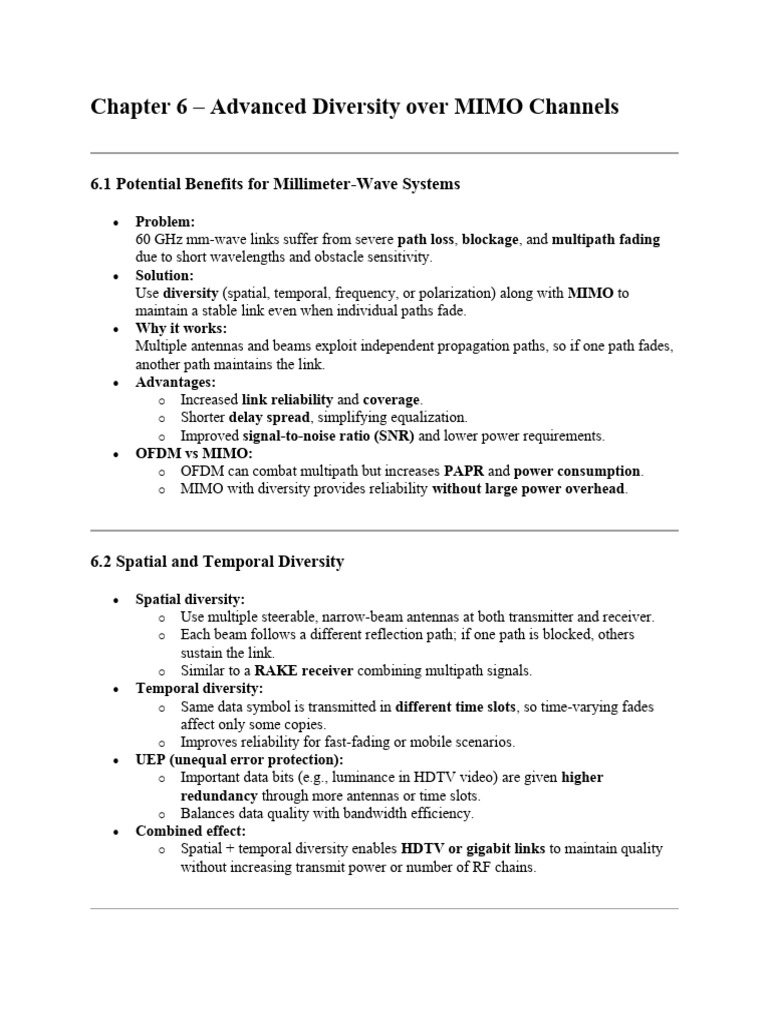 Mimo Diversity Summary | PDF | Mimo | Antenna (Radio)