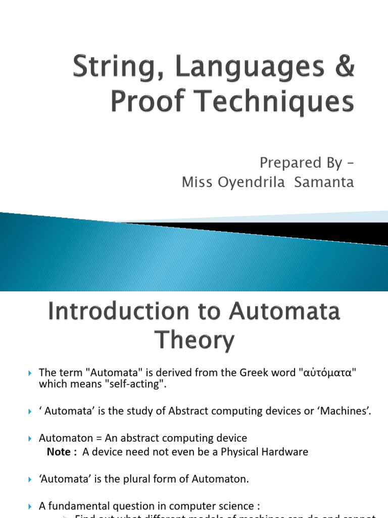 String, Languages & Proof Techniques | PDF | Automata Theory | Mathematical Proof