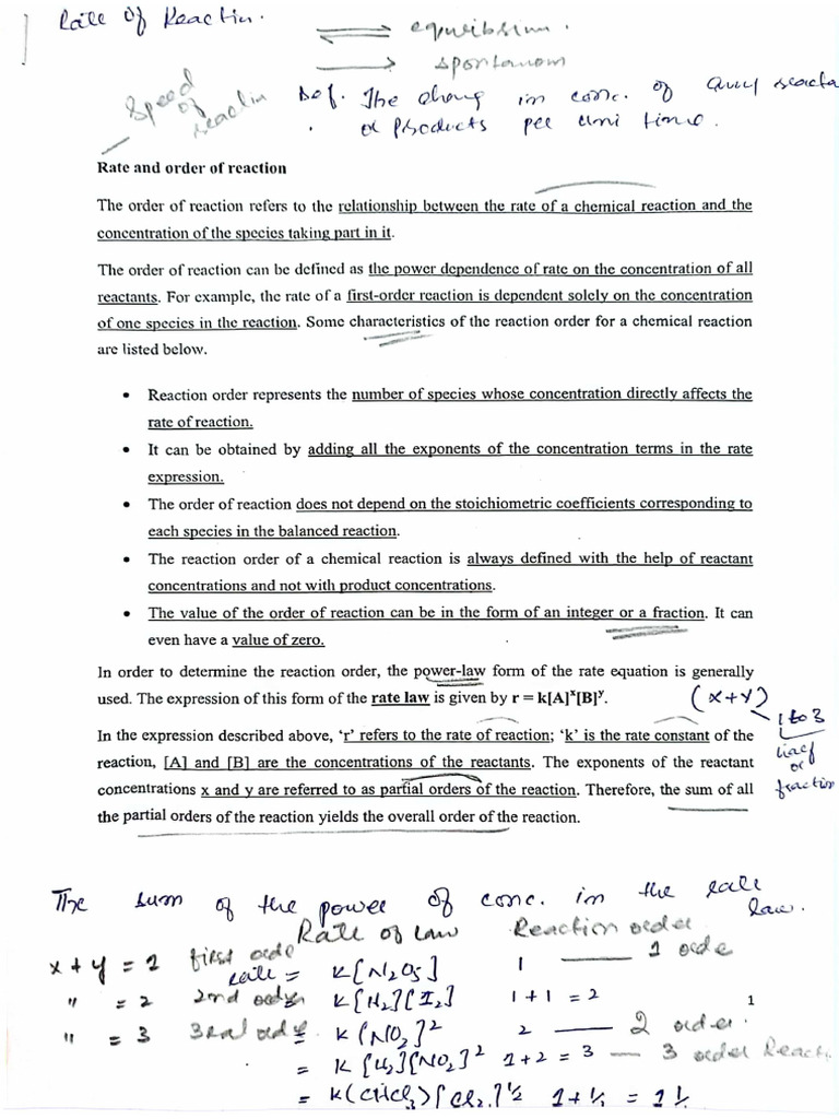 Rate and Order of Reaction | PDF
