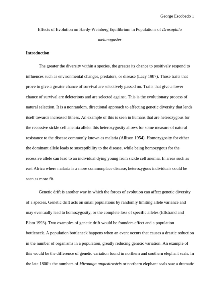 The Effects of Genetic Drift and Natural Selection On Allele Frequency ...