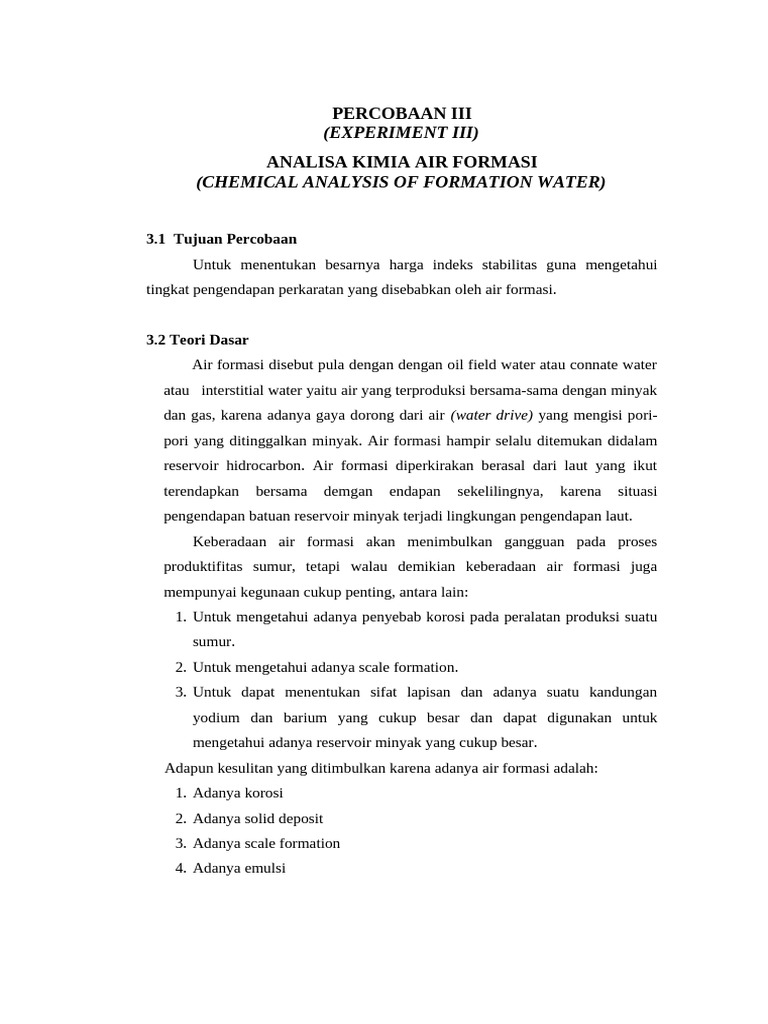 Analisis Kimia Air Formasi untuk Korosi | PDF