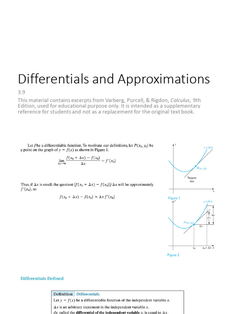 Differentials and Approximations: Calculus | PDF