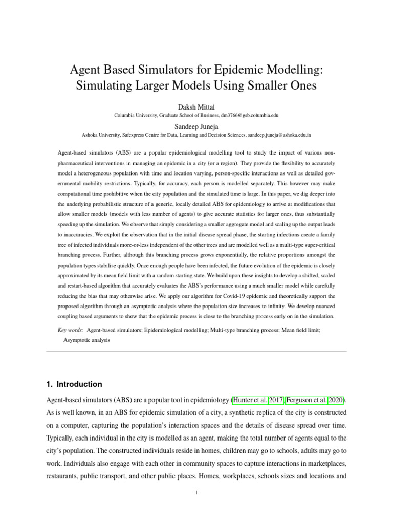 Arxiv Shift Scale Restart Epidemic Simulator Or | PDF | Agent Based ...