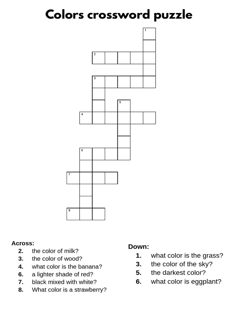 Colors Crossword Puzzle PDF | PDF
