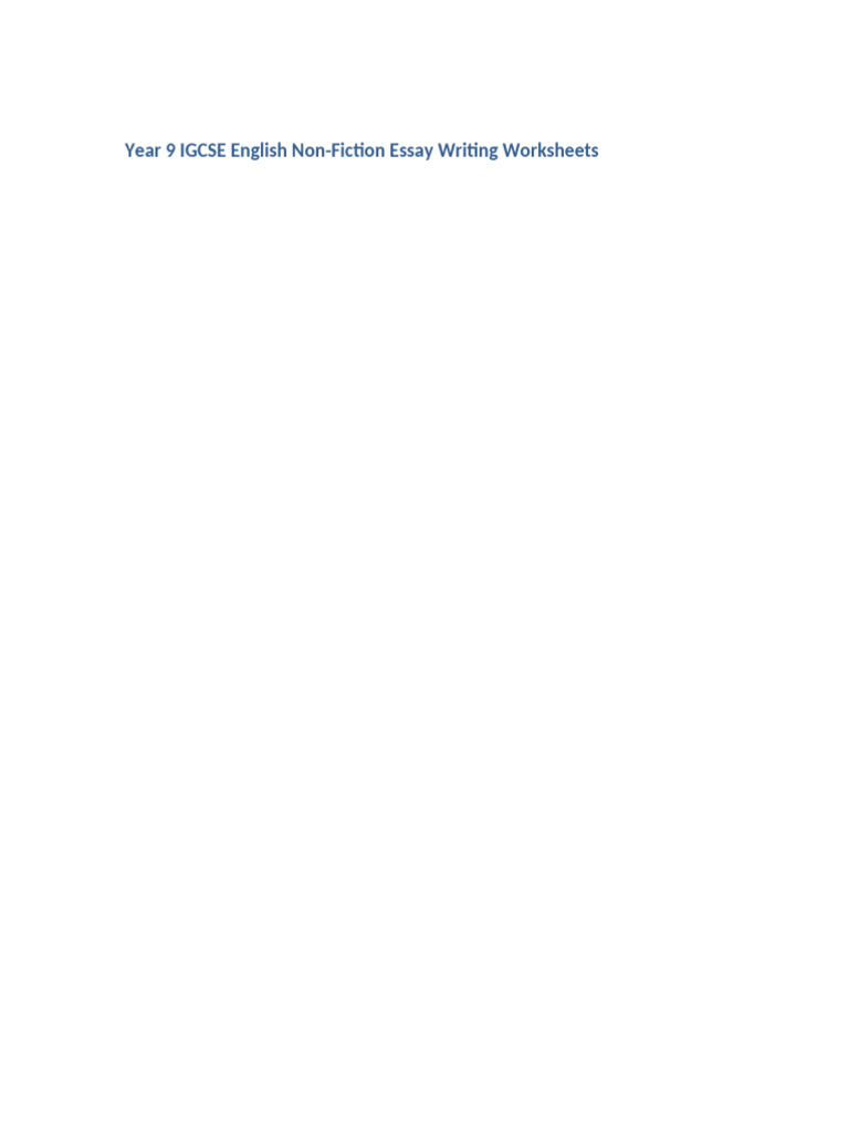 Year 9 IGCSE English Essay Worksheets | PDF | Disciplines | Mental Health