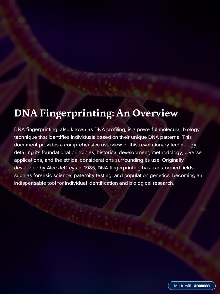 DNA Fingerprinting An Overview | PDF | Dna Profiling | Microsatellite