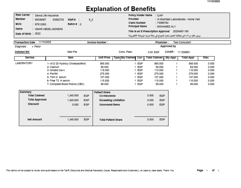 Explanation of Benefits | PDF | Health Care