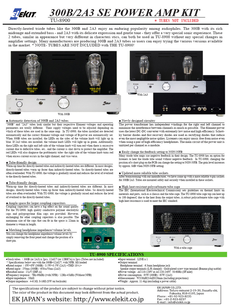 TU-8900 English Leaflet | PDF | Vacuum Tube | Amplifier