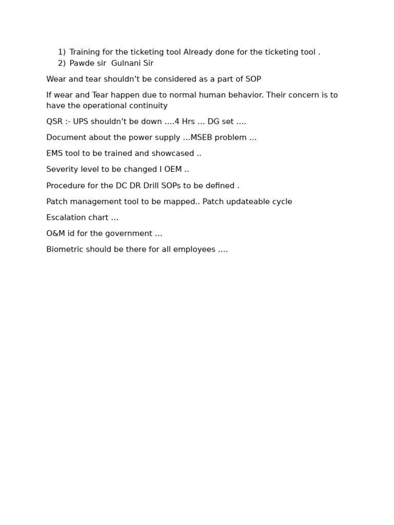 Training For The Ticketing Tool Already Done For The Ticketing Tool | PDF