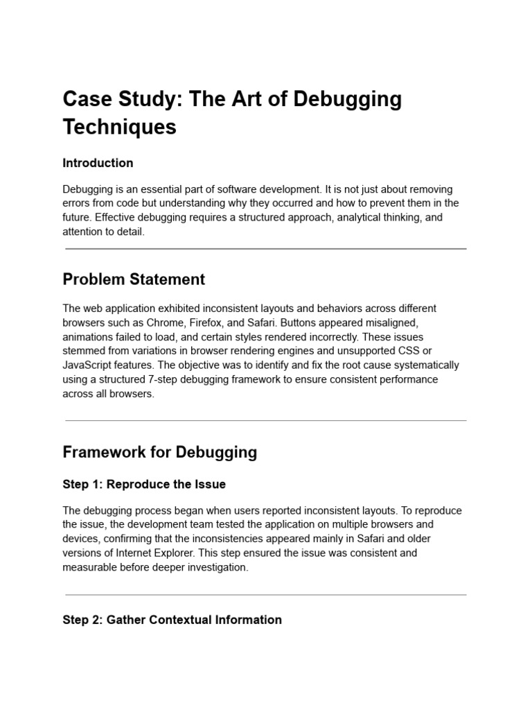 Case Study - The Art of Debugging Techniques | PDF | Java Script ...