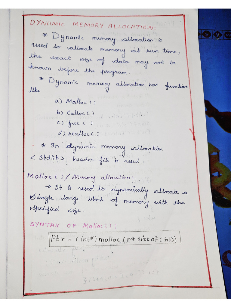 Dyanamic Memory Allocation | PDF
