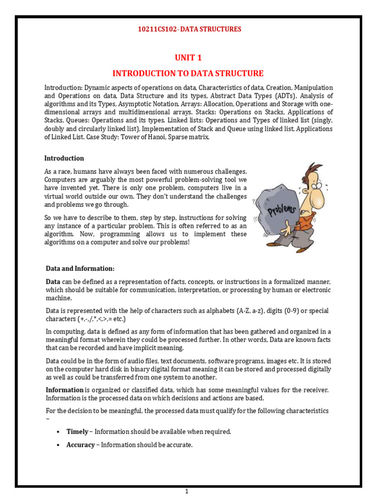 Dsa Notes All Units | PDF | Data Type | Data Structure