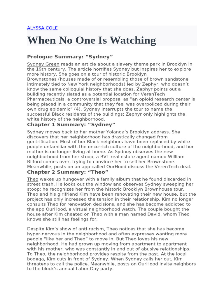 When No One is Watching - Alyssa Cole | PDF