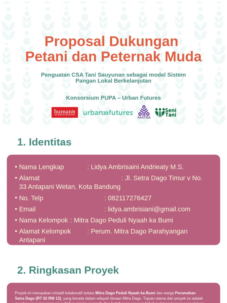 Template Proposal Hibah CSA Tani Sauyunan | PDF