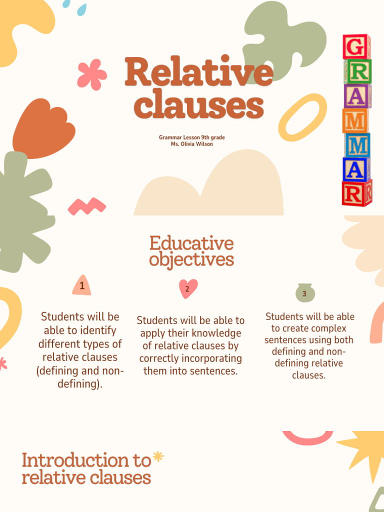 Relative Clauses Grammar Presentation in Colorful Organic Style | PDF ...