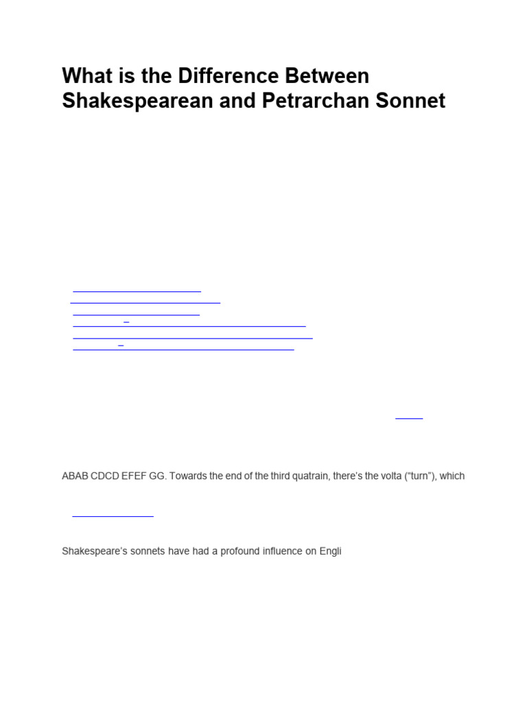 Shakespearean vs Petrarchan Sonnet | PDF | Sonnets | Poetry