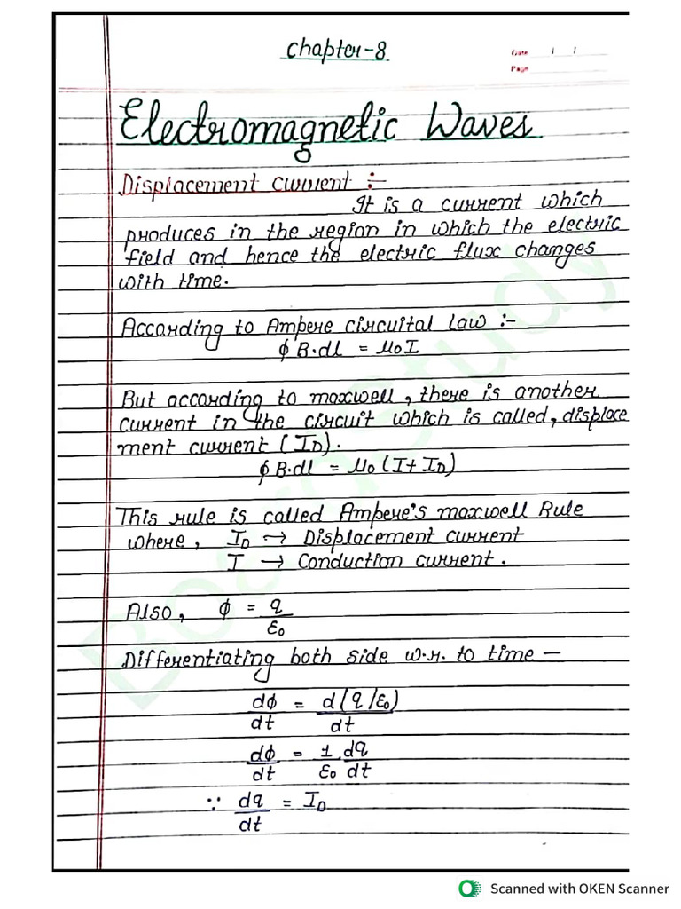 Class Xii Physics CH 8 Notes Electromagnetic Waves | PDF