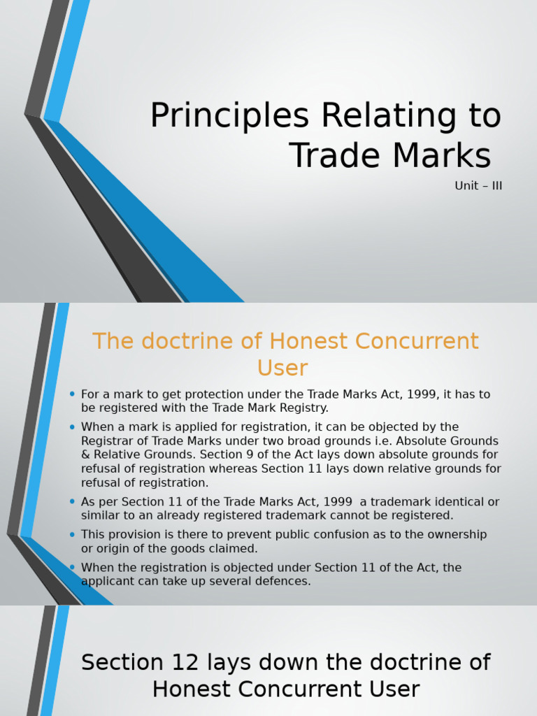 Principles Relating To Trade Marks | PDF | Trademark | Trademark Dilution
