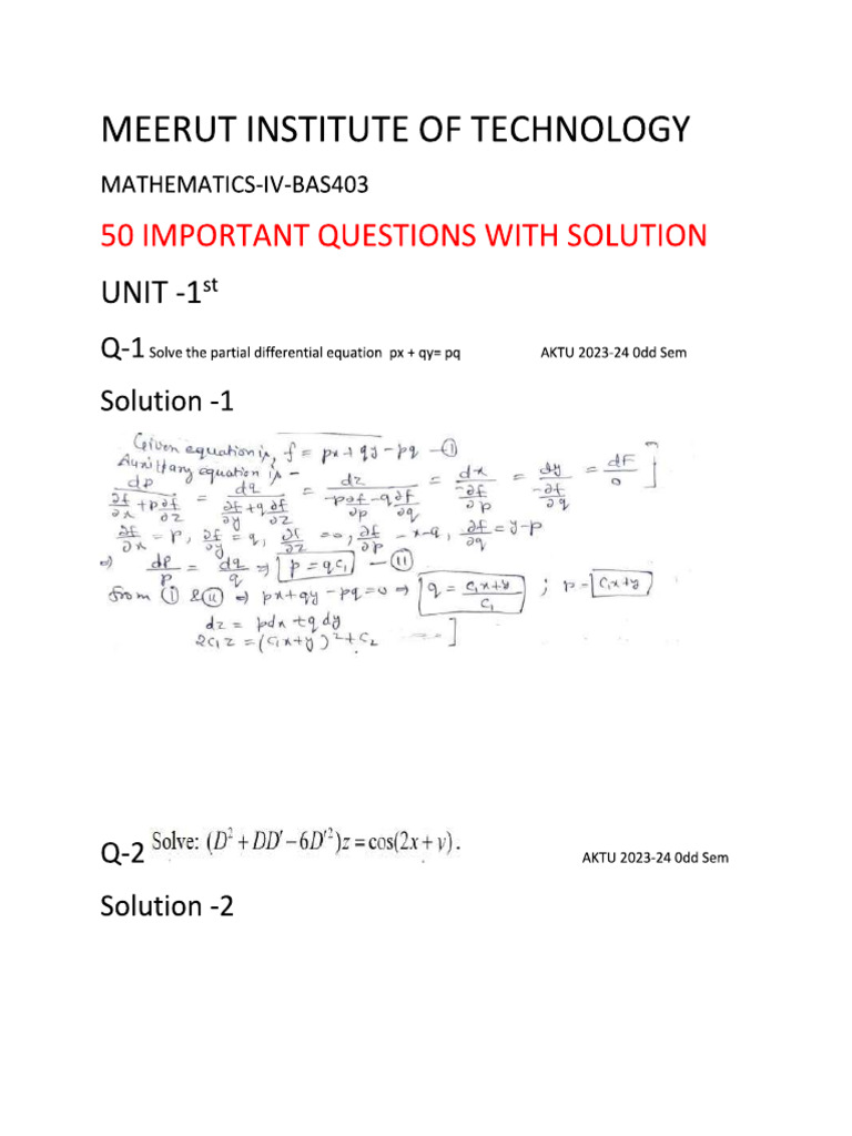 General Solution of PDEs with Cosine | PDF | Equations | Mathematical ...