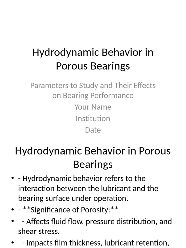Hydrodynamic Behavior in Porous Bearings | PDF | Porosity | Fluid Dynamics
