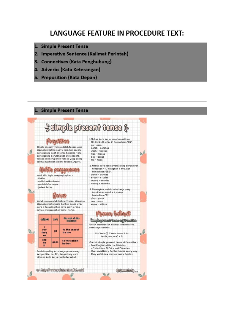 Language Features in Procedure Text | PDF | Syntax | Language Mechanics