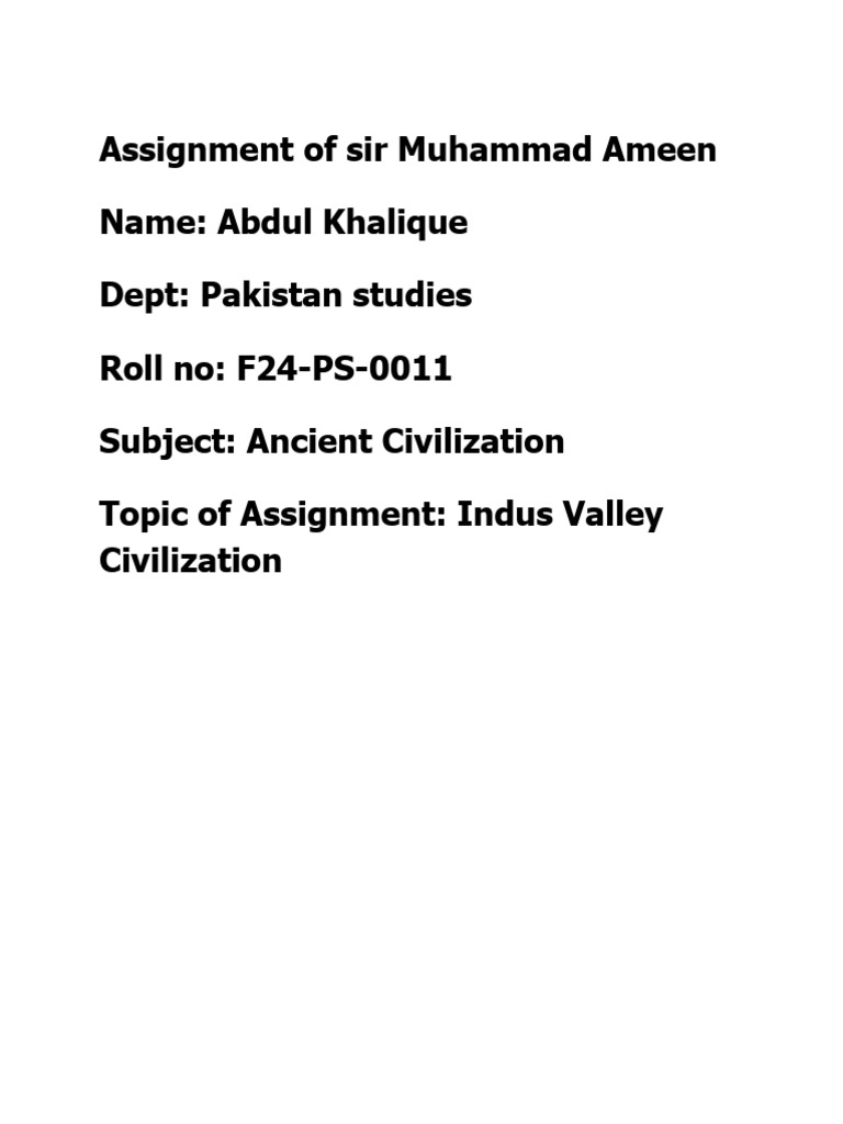 Indus Valley Civilization Overview | PDF