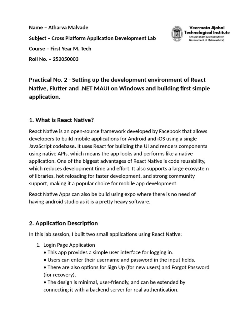 C Pad Prac 2 React and Flutter | PDF | Mobile App | Extensible ...