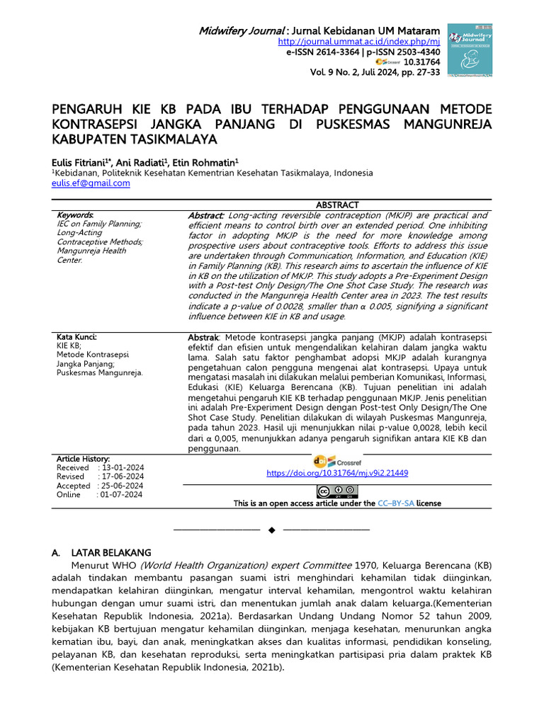 Pengaruh KIE KB Terhadap MKJP di Tasikmalaya | PDF