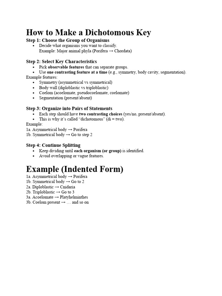 How to Create a Dichotomous Key | PDF