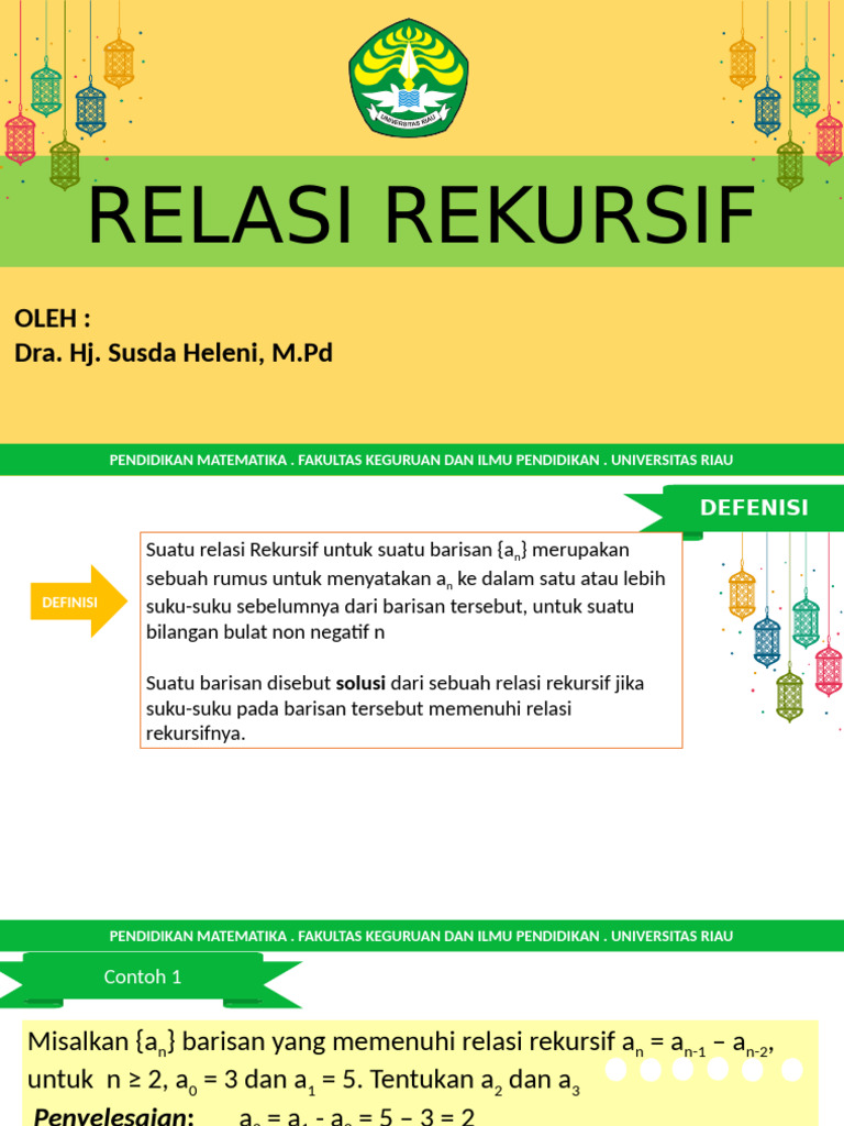 Definisi dan Contoh Relasi Rekursif | PDF