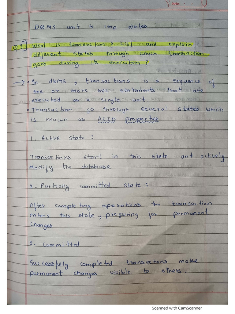 Dbms Unit 4 Imp Bat Notes | PDF