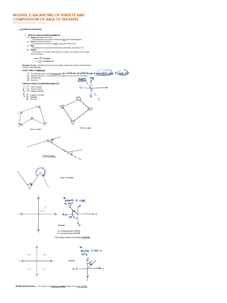 Module 2 Balancing of Surveys and Computation of Area of Traverse | PDF