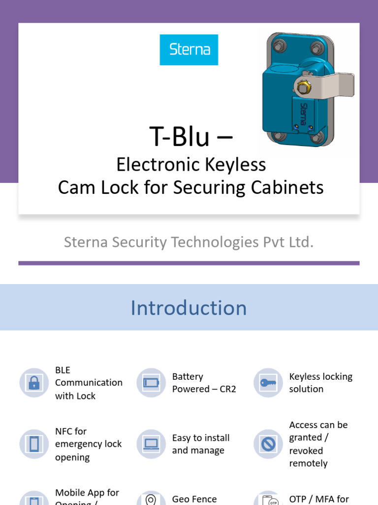 T-Blu Electronic Cam Lock To Secure Cabinet (1) Cloud Lock Mobile App ...