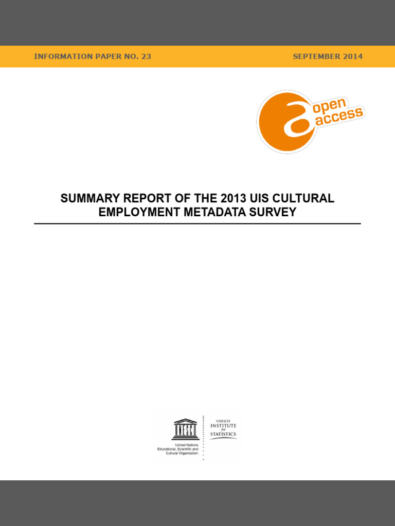 Summary Report of The 2013 Culture Employment Metadata Survey en | PDF ...