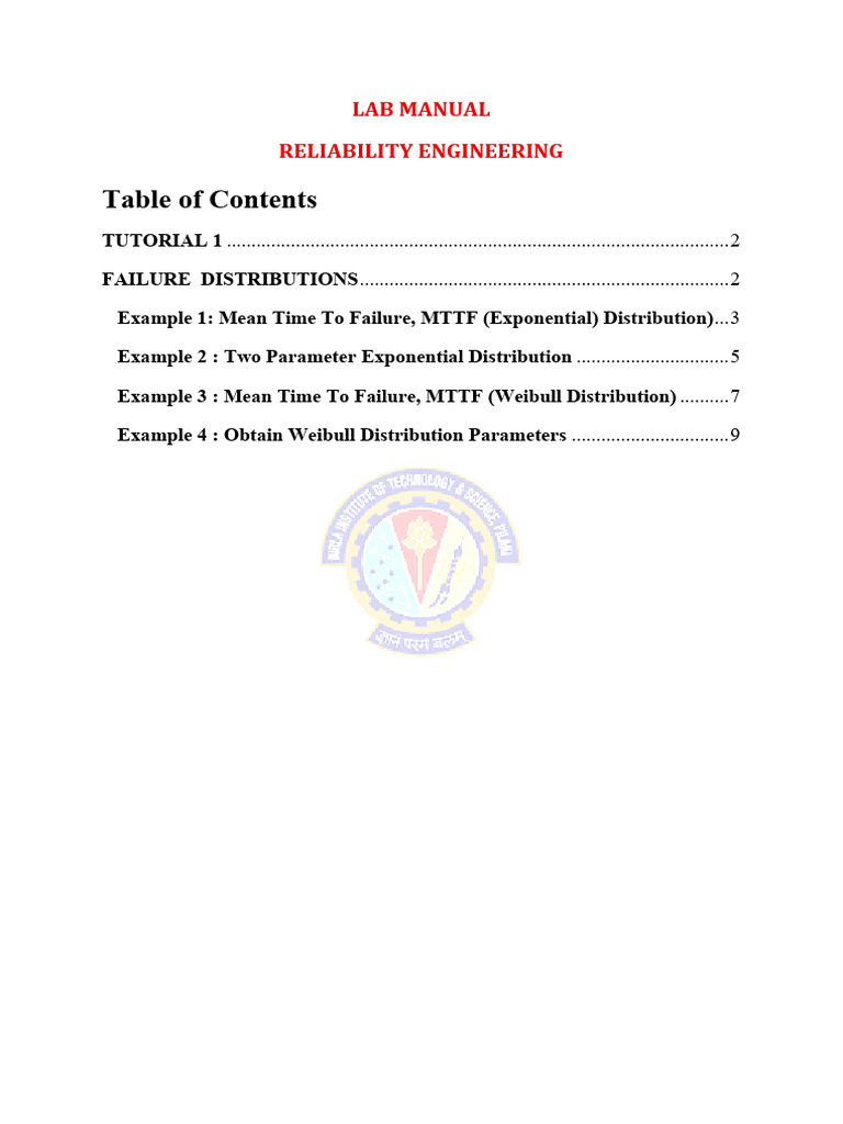 RE Lab Manual - Tutorial 1 Revised | PDF | Reliability Engineering | Applied Mathematics