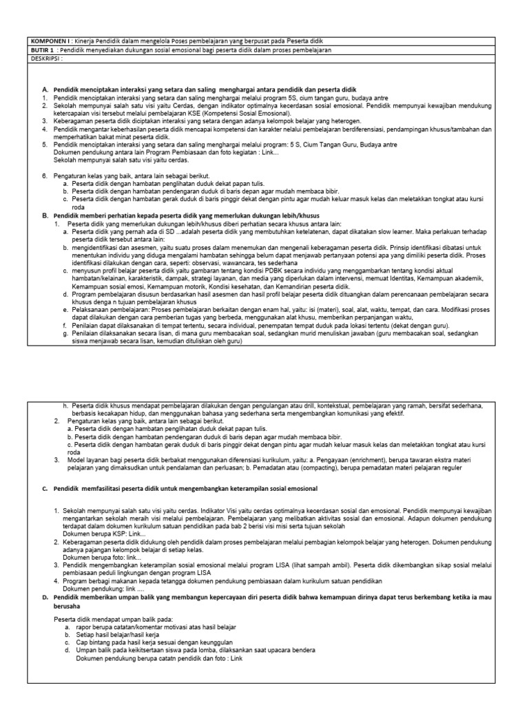 Contoh Deskripsi Dka Komponen I Akreditasi Sispena Banpdm | PDF