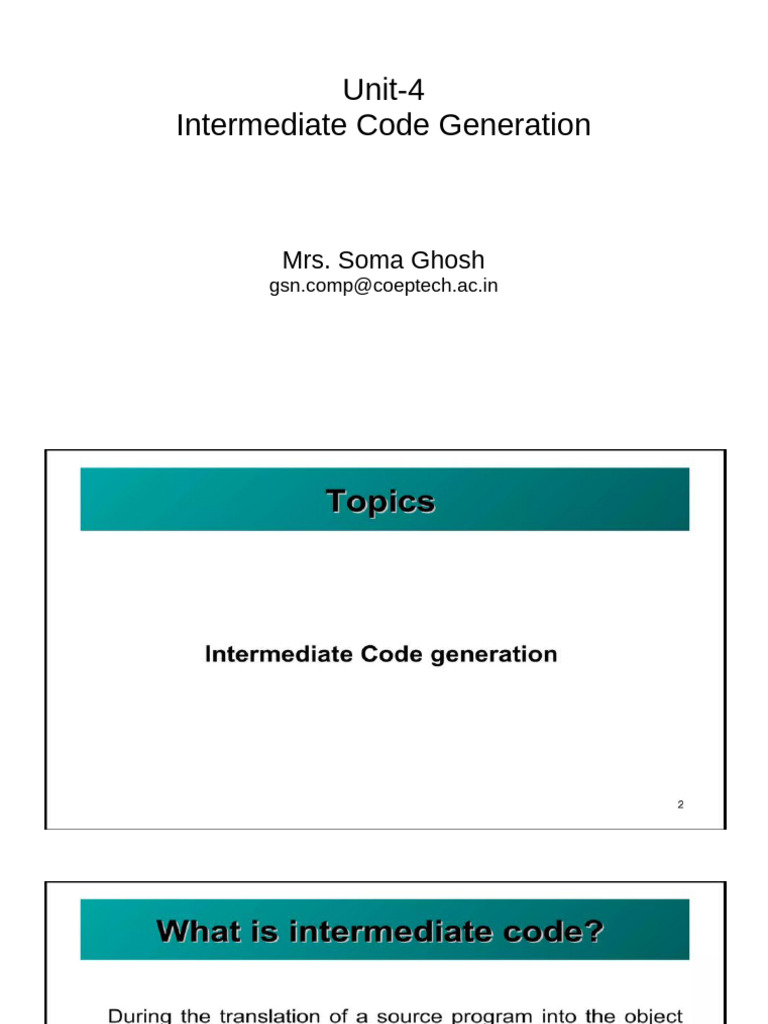 Unit4.2-Intermediate Code Generation | PDF