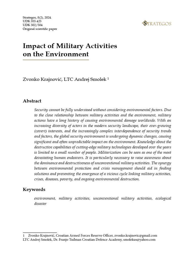 Impact of Military Activities | PDF | Environmental Degradation | Soil