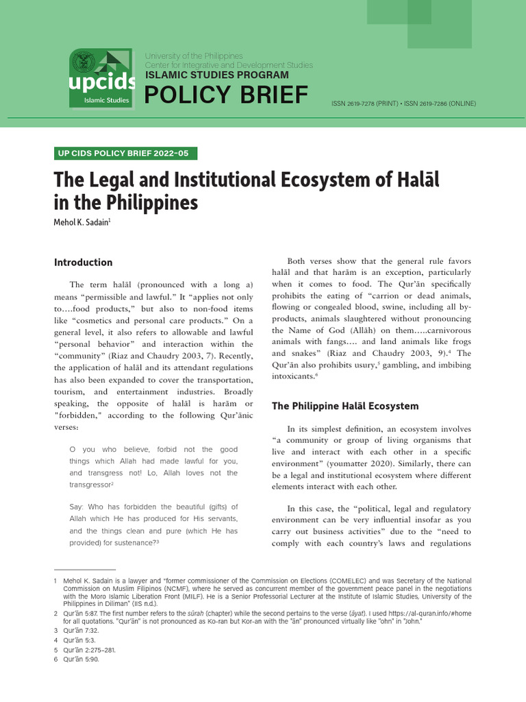Halāl Certification Ecosystem in the Philippines | PDF