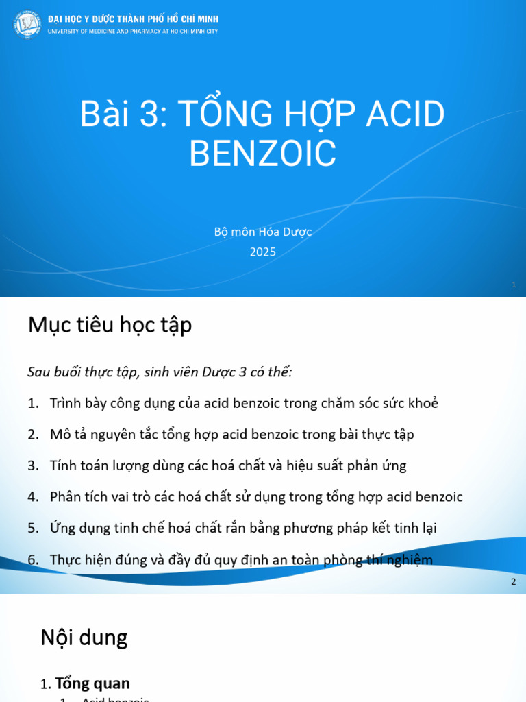 2025 - tthd1 - Tong Hop Acid Benzoic | PDF