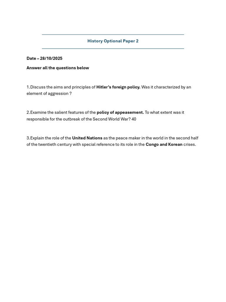 Hitler's Foreign Policy and WWII Causes | PDF