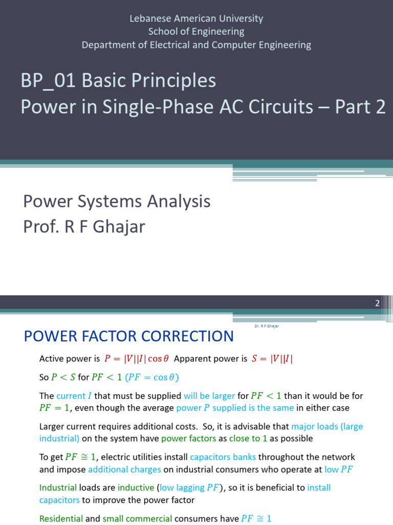 BP - 01 Power in Single-Phase AC Circuits - Part 2 | PDF | Ac Power | Electricity
