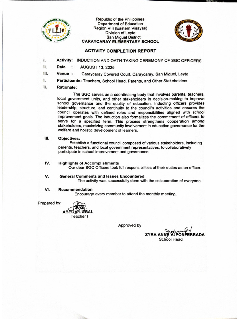 Induction and Oath-Taking of SGC Officers | PDF