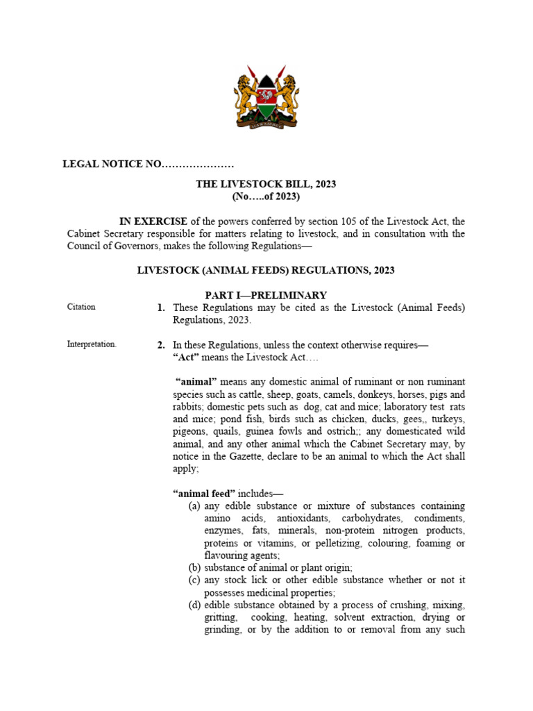 Livestock Animal Feeds Regulations 2023 | PDF | Hygiene | Fine (Penalty)