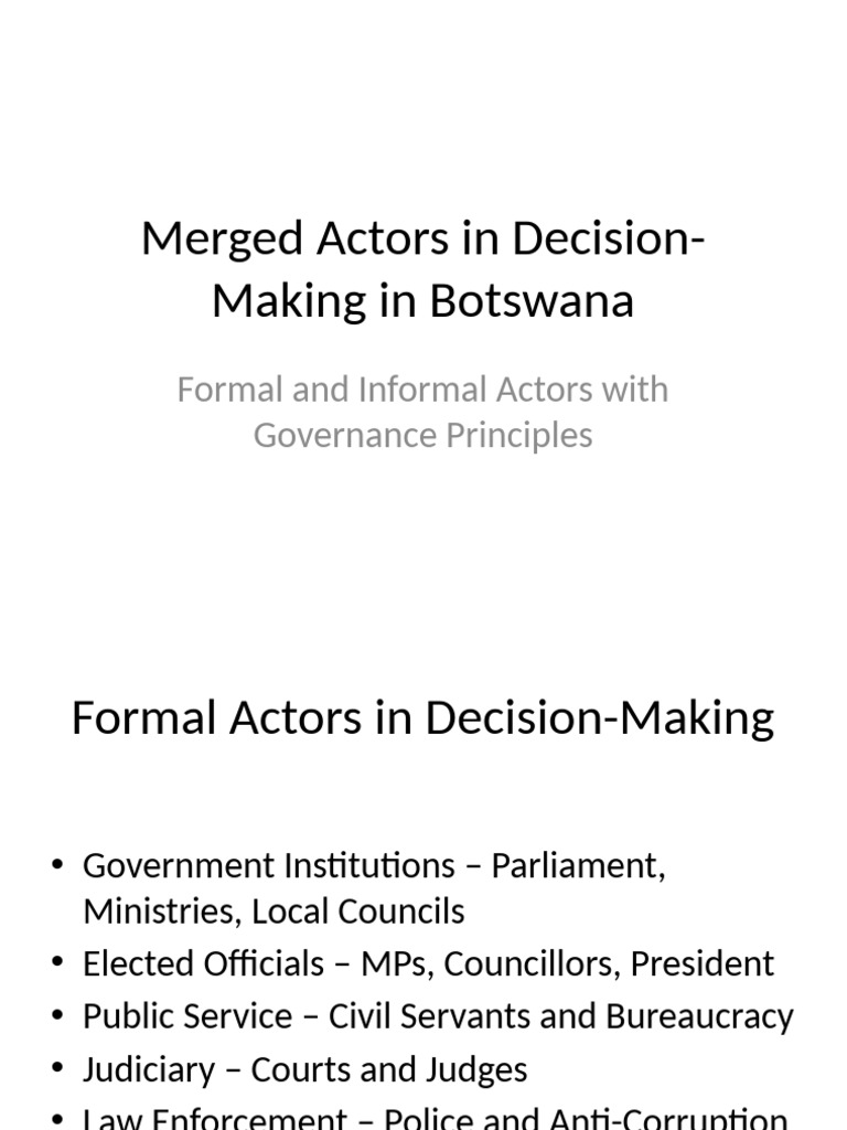 Merged Actors Decision Making Botswana With Infographic | PDF