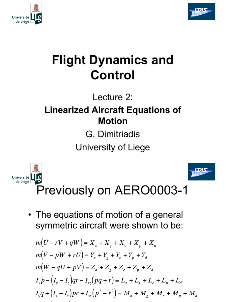 Linearized Aircraft Motion Equations | PDF | Rotation | Force