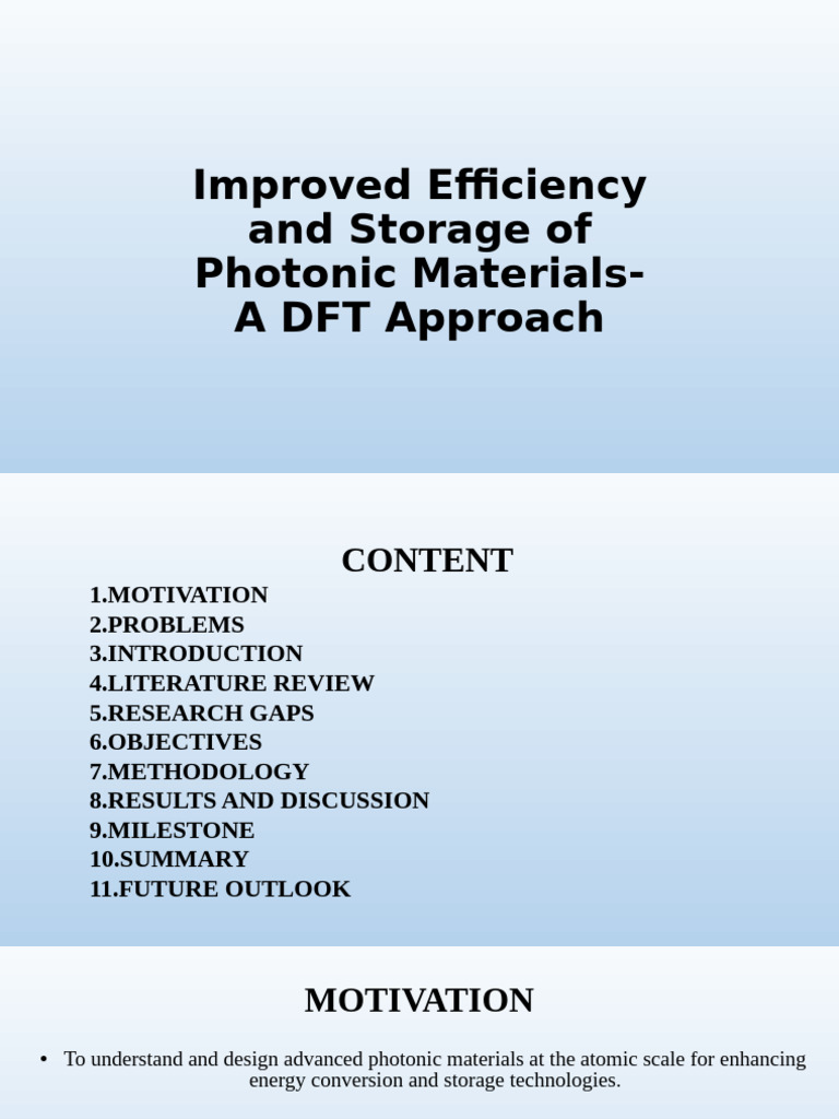 Improved Efficiency and Storage of Photonic Materials-A DFT | PDF ...