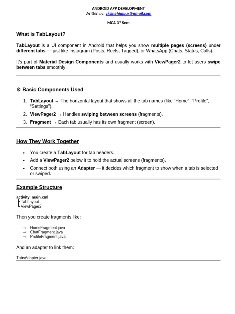 Understanding TabLayout in Android Apps | PDF