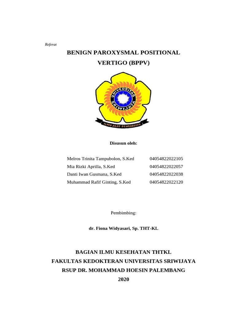 Panduan Lengkap BPPV: Gejala dan Tatalaksana | PDF
