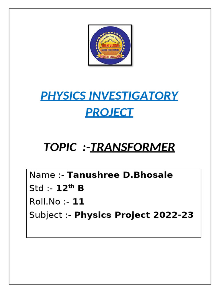 Transformer Physics Project Report | PDF | Transformer | Inductor